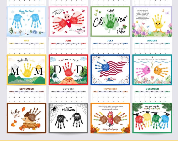 2025 Handprint Calendar | Handprint Art Craft | Kids Keepsake Gift ...