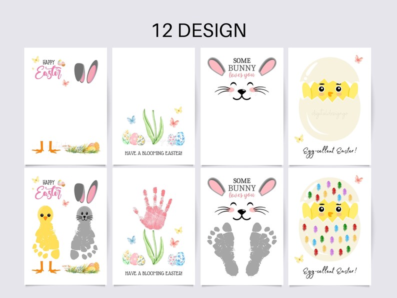 Easter Handprint Footprint Art Craft Bundle, Happy Easter Craft for ...