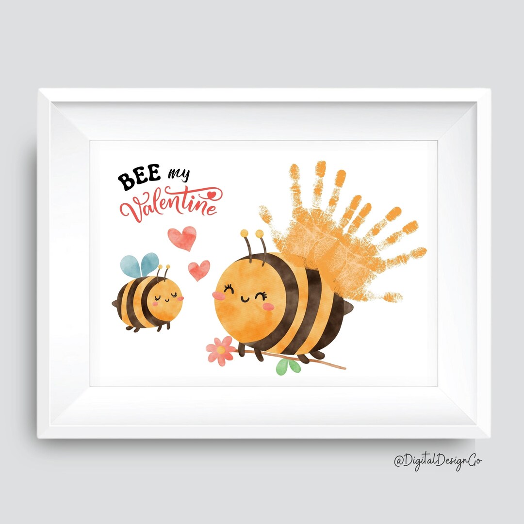 Bee My Valentine Handprint Craft, Bee Handprint Craft, Valentines Day ...