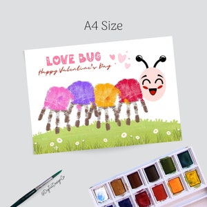Caterpillar Handprint Art, Love Bug Handprint Craft, Happy Valentines ...