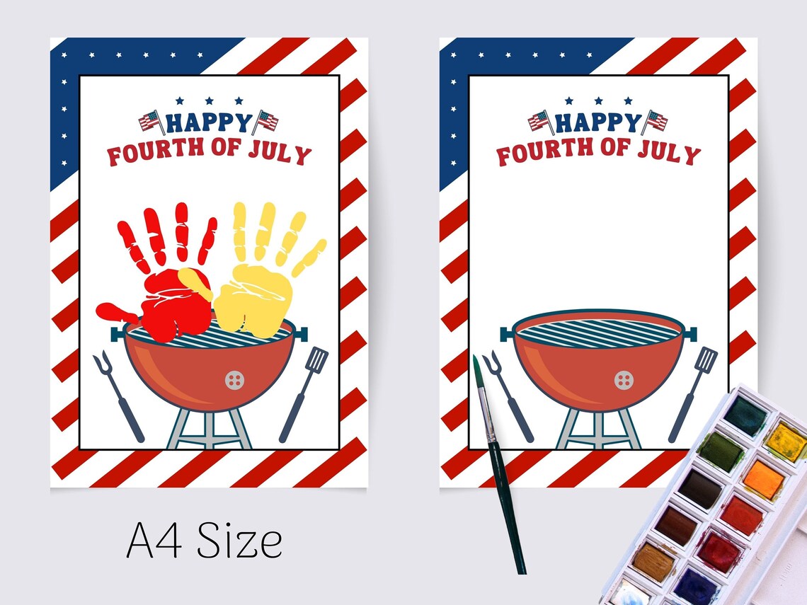 Fourth of July Handprint Art Craft Printable Grill Handprint - Etsy