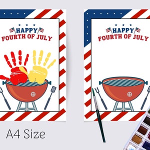 Fourth of July Handprint Art Craft Printable, Grill Handprint Craft for ...