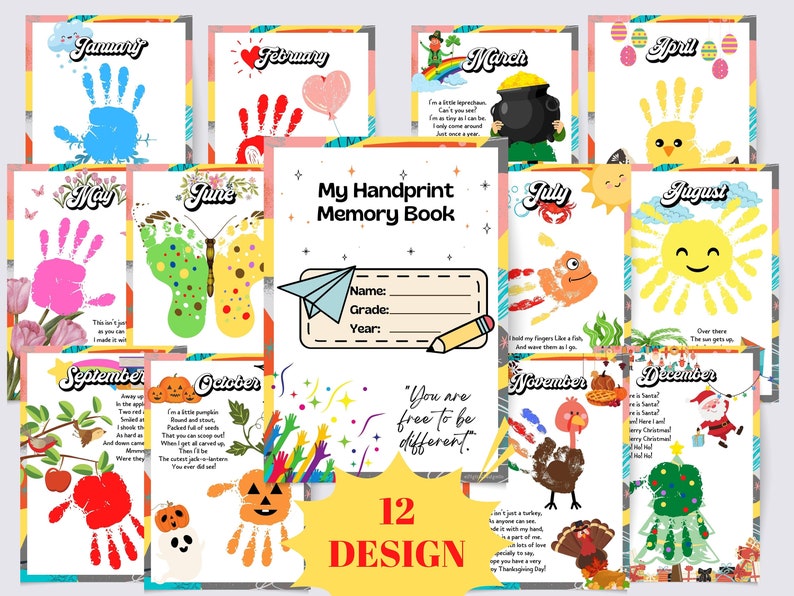Handprint Memory Book for Prek Preschool Kindergarten 1st - Etsy