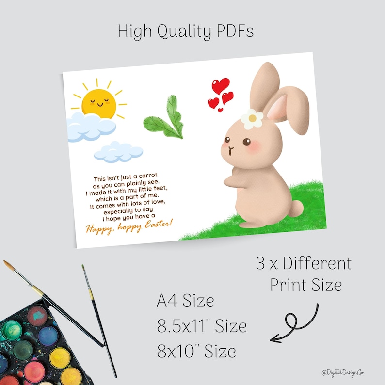 Happy Hoppy Easter Footprint Art Craft, Poem, Easter Bunny Carrot ...