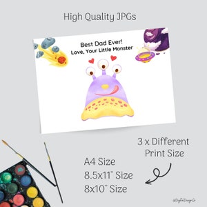 Best Dad Ever, Love Your Little Monster, Fathers Day Footprint Craft ...