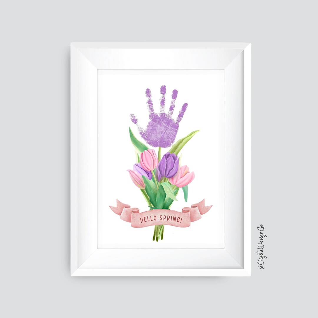 Hello Spring, Flower Handprint Art Craft, Easter, Spring Tulip ...