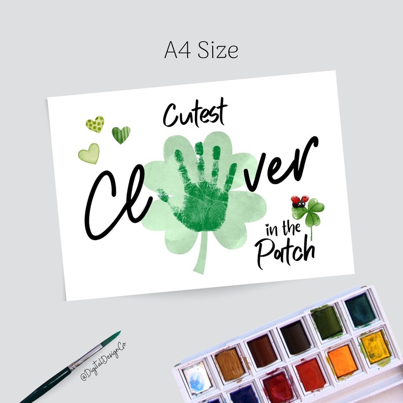 Cutest Clover in the Patch Handprint Art Craft, St Patrick's Day Clover ...