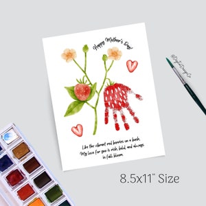 Strawberry Handprint Craft, Happy Mothers Day Poem, Flower, Mothers Day ...