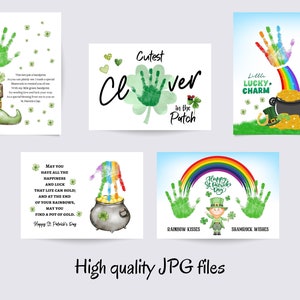 St Patrick's Day Handprint Footprint Craft Bundle, Clover Leprechaun ...