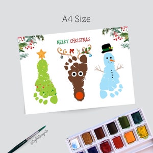 Christmas Footprint Art, Christmas Tree, Reindeer, Snowman Footprint ...