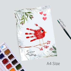 Christmas Handprint Art, Seasons Tweetings, Winter Cardinal Handprint ...