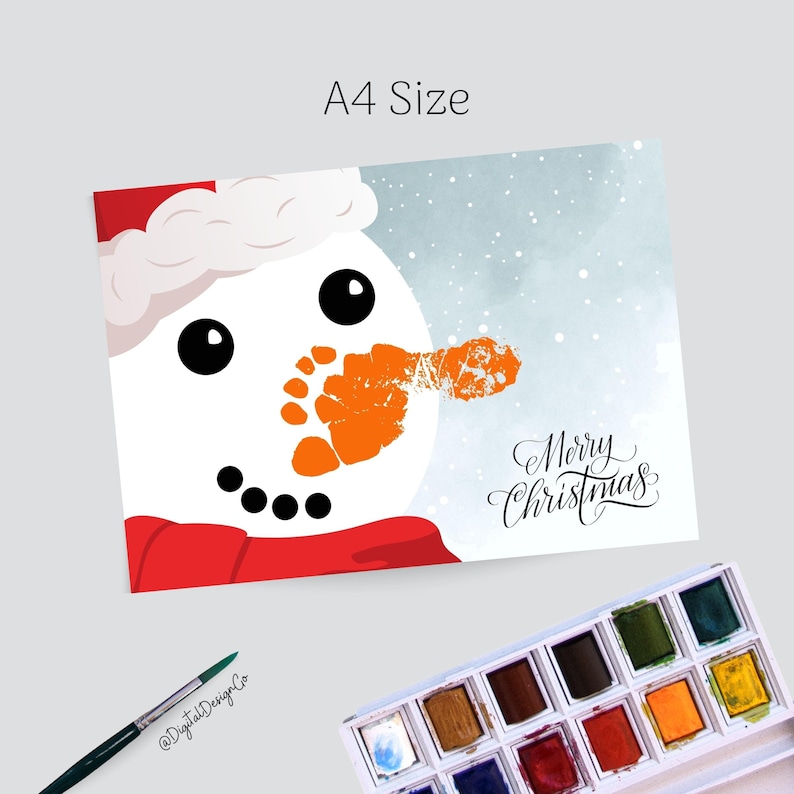 Snowman Carrot Handprint Footprint Art Merry Christmas - Etsy