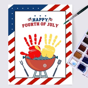 Fourth of July Handprint Art Craft Printable, Grill Handprint Craft for ...