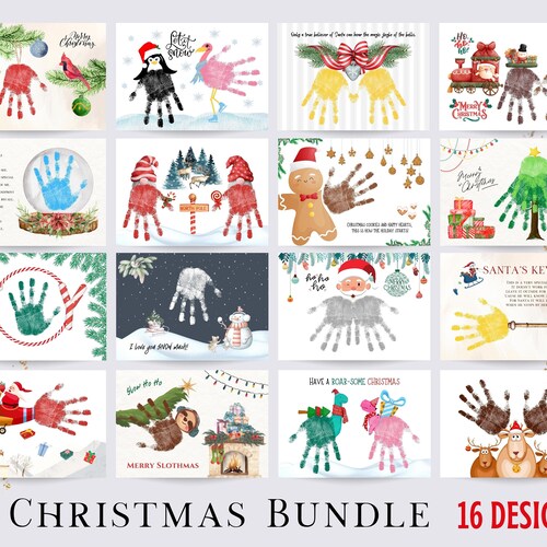 Set of 6 Christmas Handprint Art Bundle DIY Kids Craft - Etsy
