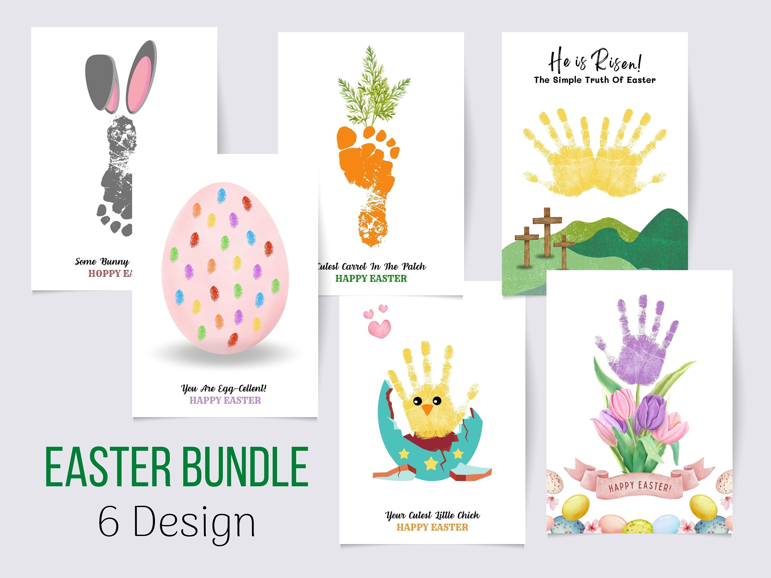 Easter Handprint Footprint Fingerprint Craft Happy Easter - Etsy