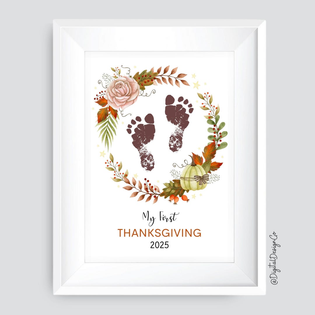 Thanksgiving Handprint Footprint Art, My First Thanksgiving, Baby ...