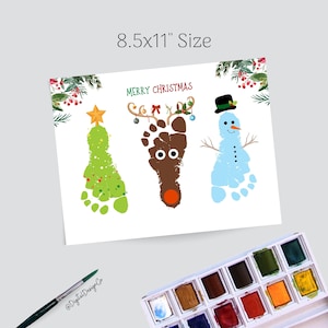 Christmas Footprint Art, Christmas Tree, Reindeer, Snowman Footprint ...