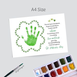 St Patricks Day Handprint Art, Clover Handprint Craft, I'm Sending Love ...