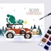 Merry Christmas Tree Footprint Craft, Watercolor Red Car Christmas Tree ...