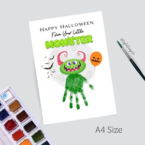 Halloween Handprint Art Craft, Happy Halloween From Your Little Monster ...