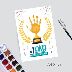 Fathers Day Handprint Craft, #1 Dad Happy Fathers Day, Cup Handprint ...