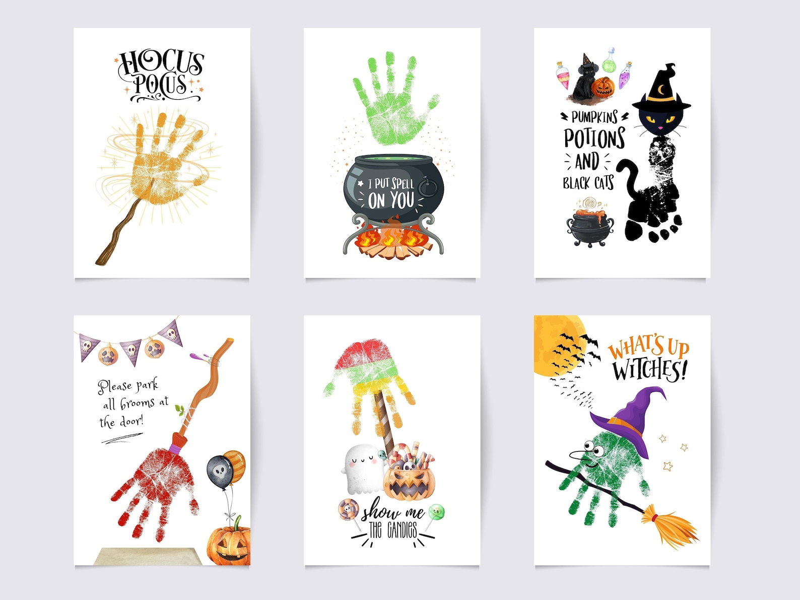 Halloween Handprint Footprint Craft Bundle, Halloween Handprint Art ...