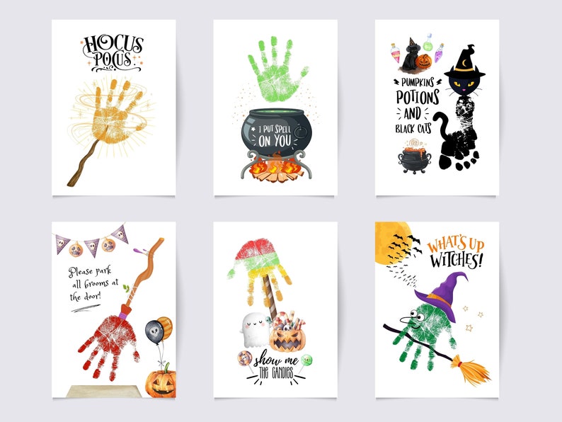 Halloween Handprint Footprint Craft Bundle Halloween - Etsy