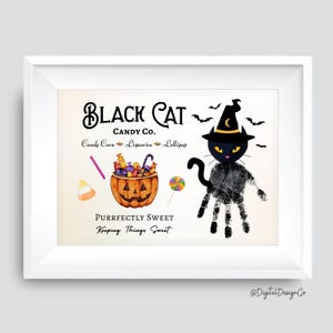 Black Cat Handprint Craft, Halloween Handprint Art for Kids Baby ...