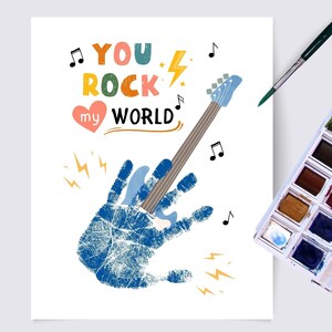 You Rock My World Guitar Handprint Art Craft, Birthday Gift, Fathers ...