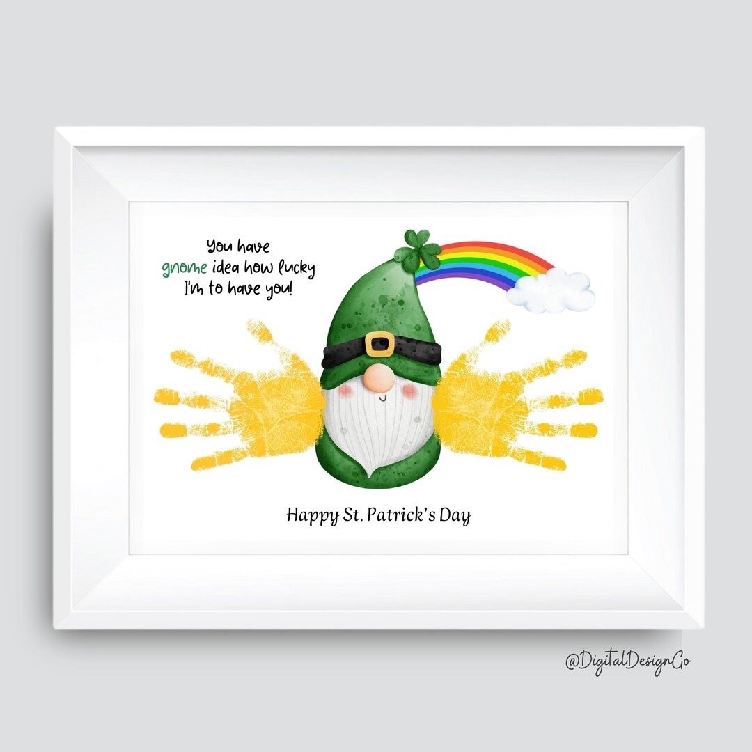 St Patricks Day Handprint Art, Gnome Idea, Gnome Handprint Craft, Kids ...