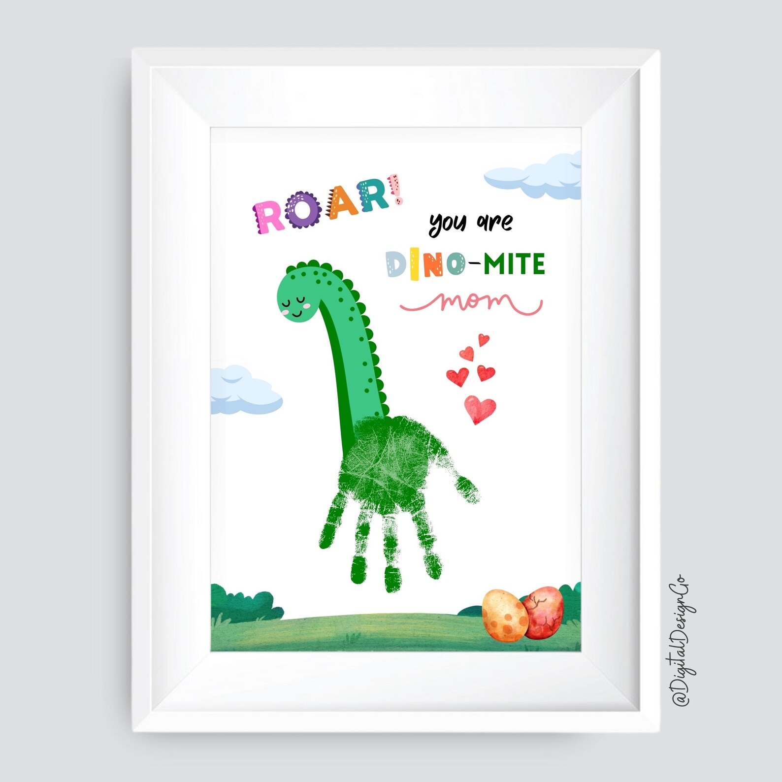 Dinosaur Handprint Craft, Roar You Are Dino-mite Mom, Mothers Day Dino ...