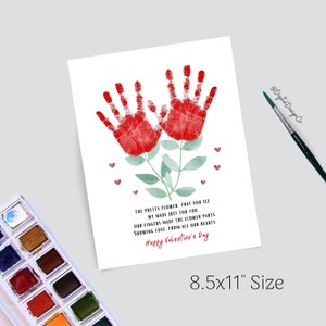 Flowers Handprint Art Craft, Poem - Our Hearts, Valentine's Day ...