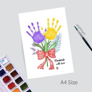 Flower Handprint Craft, Handmade With Love, Mother's Day Gift, Grandma ...