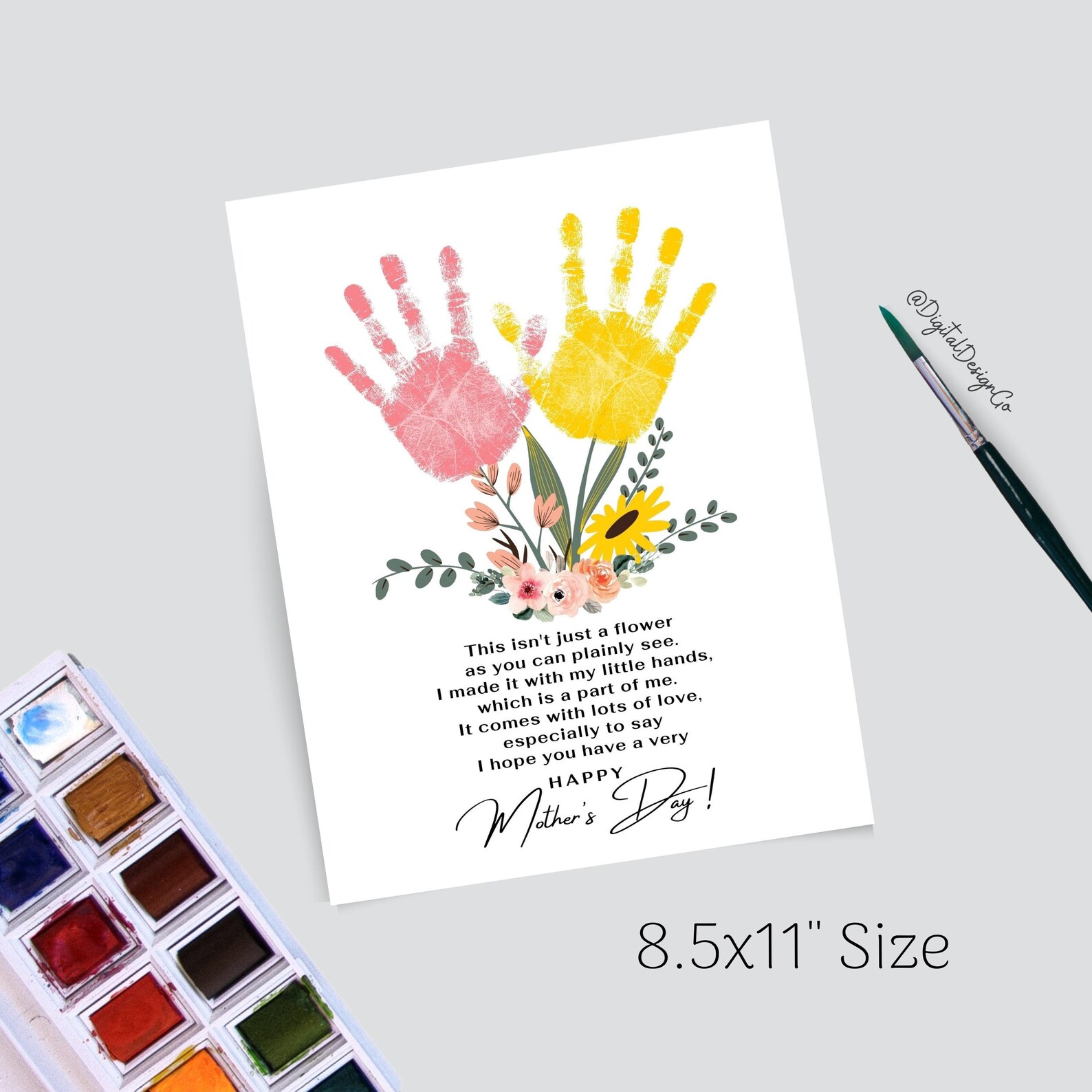 Mothers Day Handprint Craft, Happy Mothers Day, Poem, Flower Handprint ...