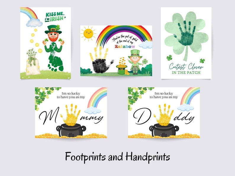 St Patricks Day Handprint Footprint Art Craft Bundle Daddy - Etsy