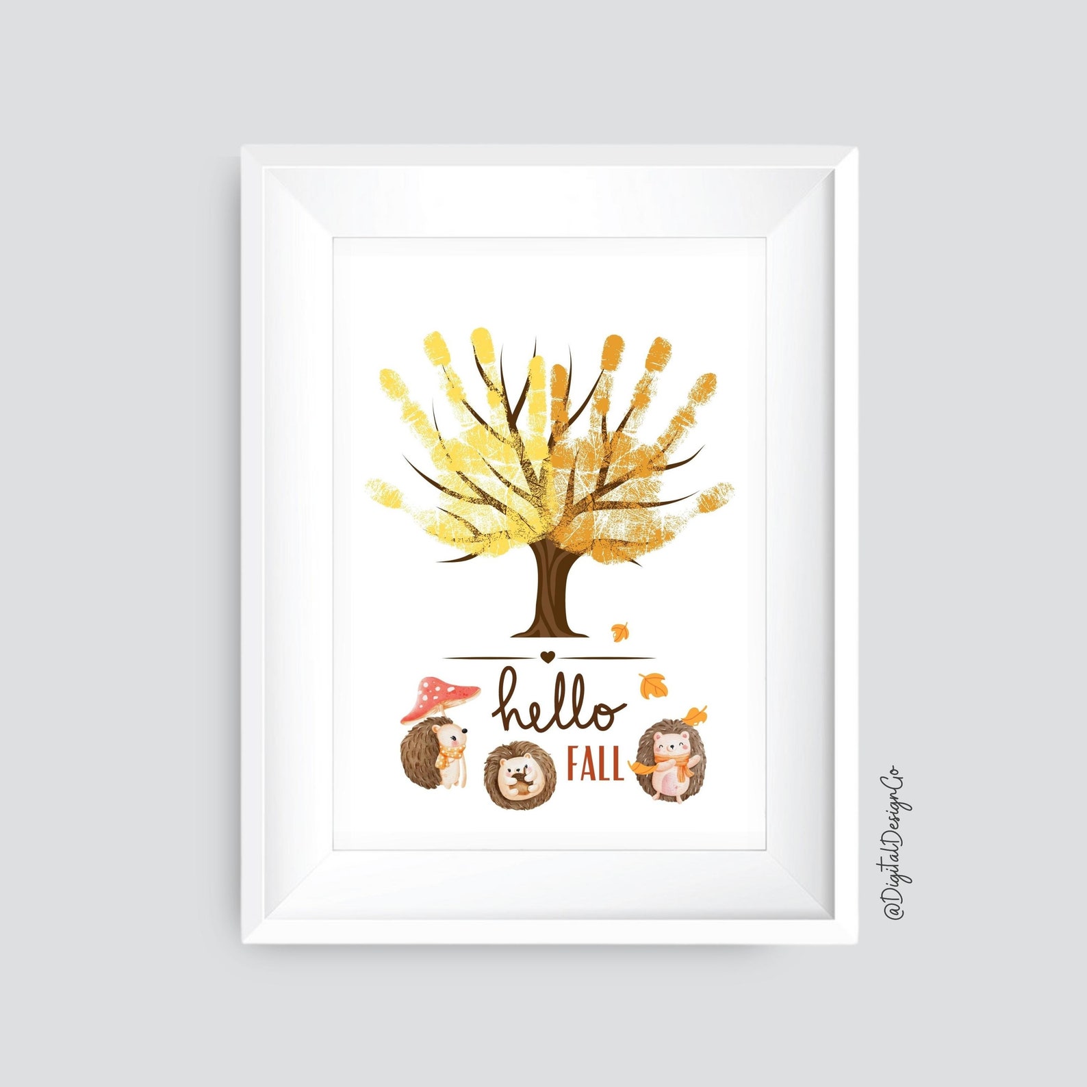 Hello Fall Handprint Art Hedgehog Autumn Tree Handprint Art - Etsy