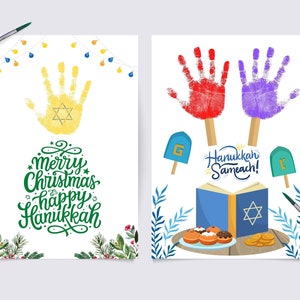 Hanukkah Handprint Footprint Fingerprint Art Craft, Hanukkah Craft, DIY ...