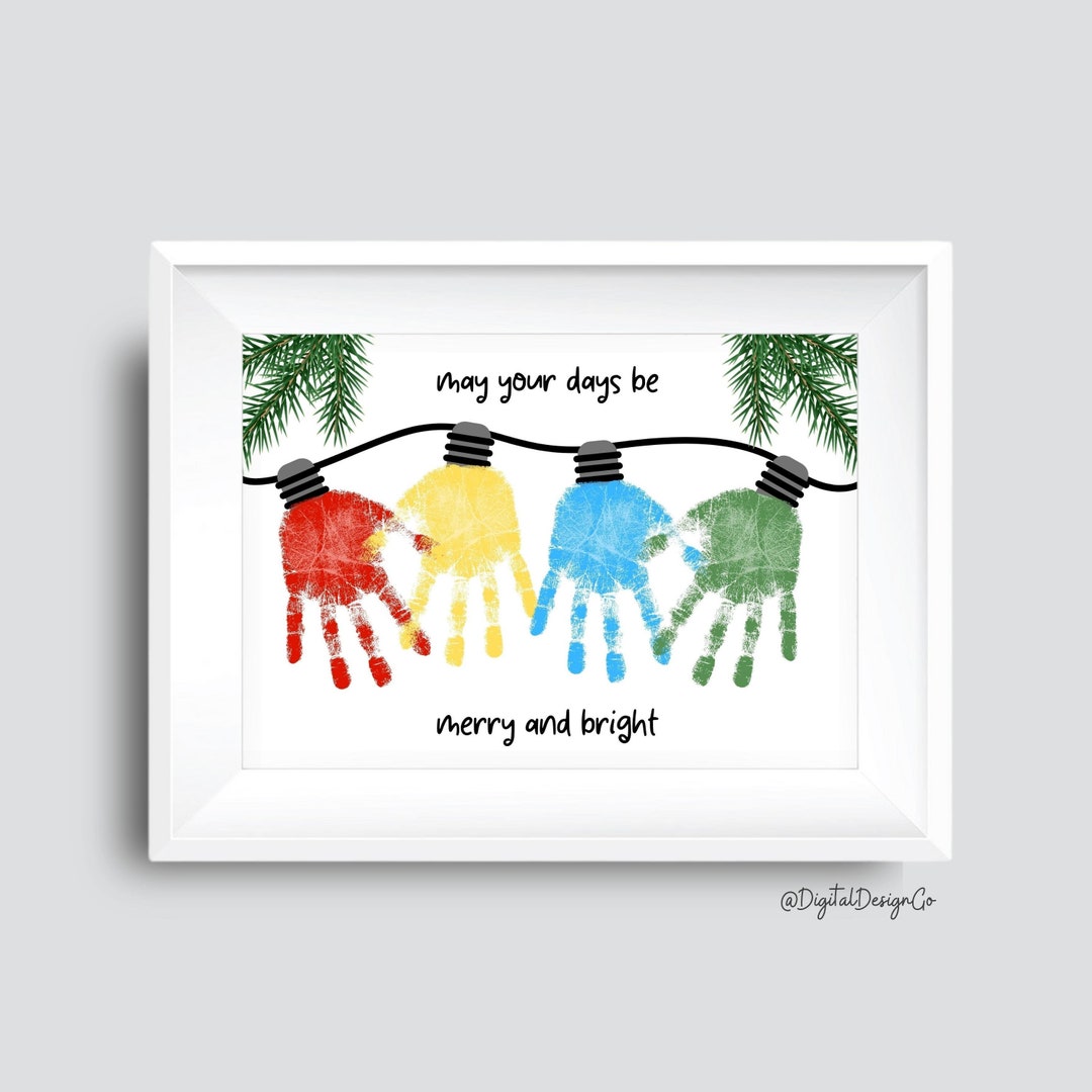 Christmas Lights Handprint Art Craft, Christmas Handprint Craft, DIY ...