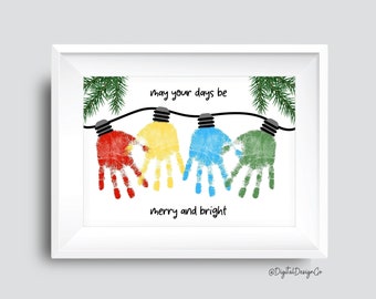 Printable Handprint Art Merry Christmas Mommy Instant - Etsy