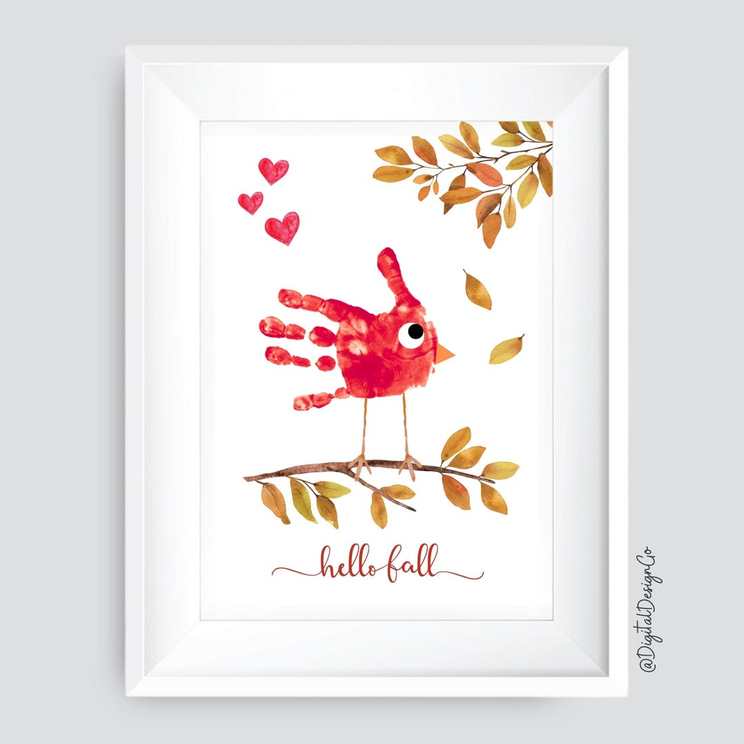 Fall Handprint Art / Hello Fall / Autumn Thanksgiving Season / Bird ...