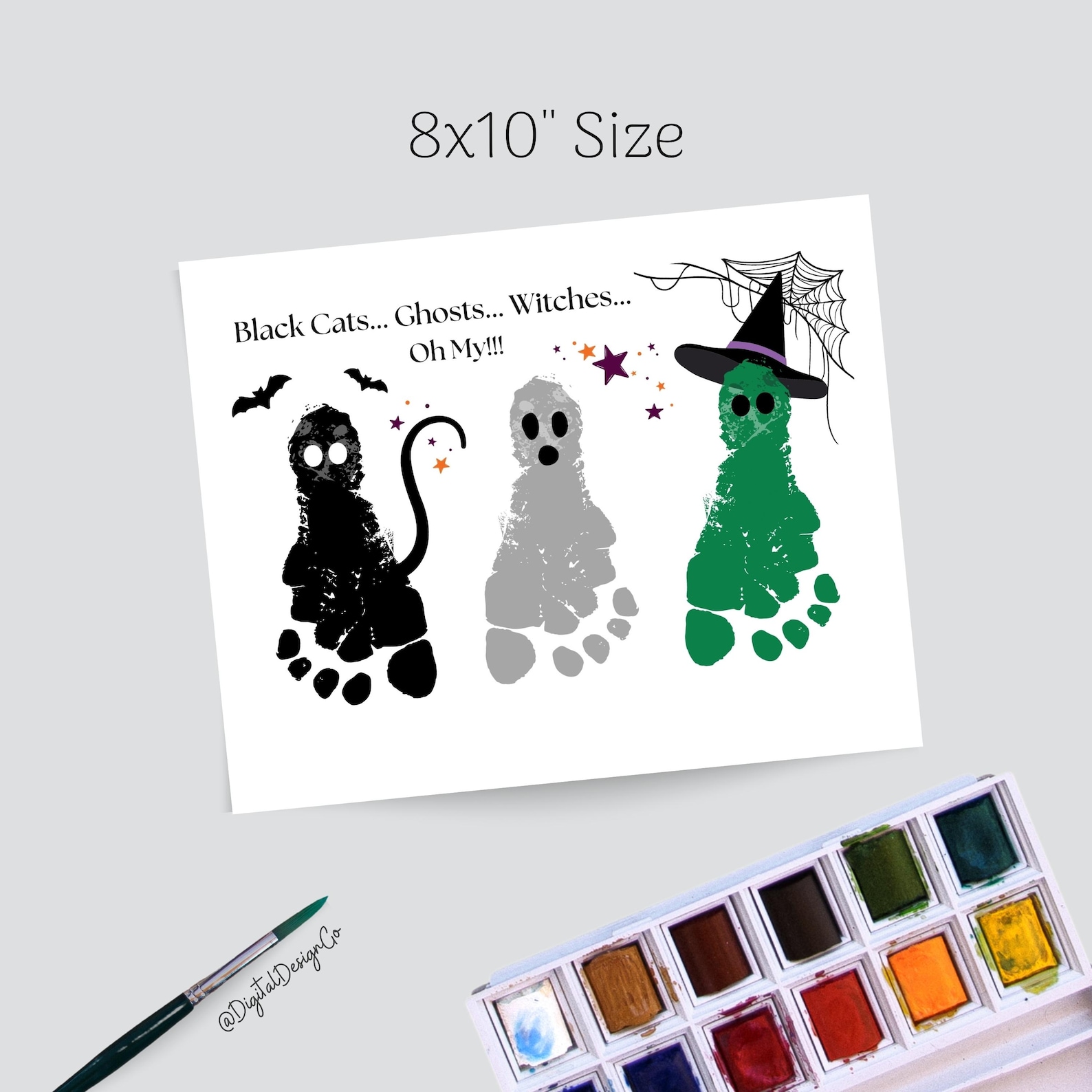 Halloween Craft, Black Cat Ghost Witch Footprint Art, Kids Baby Toddler ...
