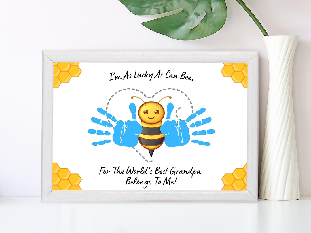 Grandpa & Papa Handprint Craft, Personalized Card, Printable Gift, Bee ...