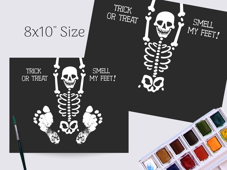 Halloween Footprint Art Skeleton Trick or Treat Smell My - Etsy