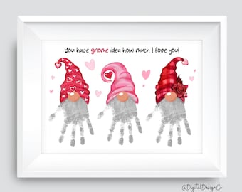 Gnome Handprint Art, Valentines Day Handprint Craft, Gift, DIY Craft ...