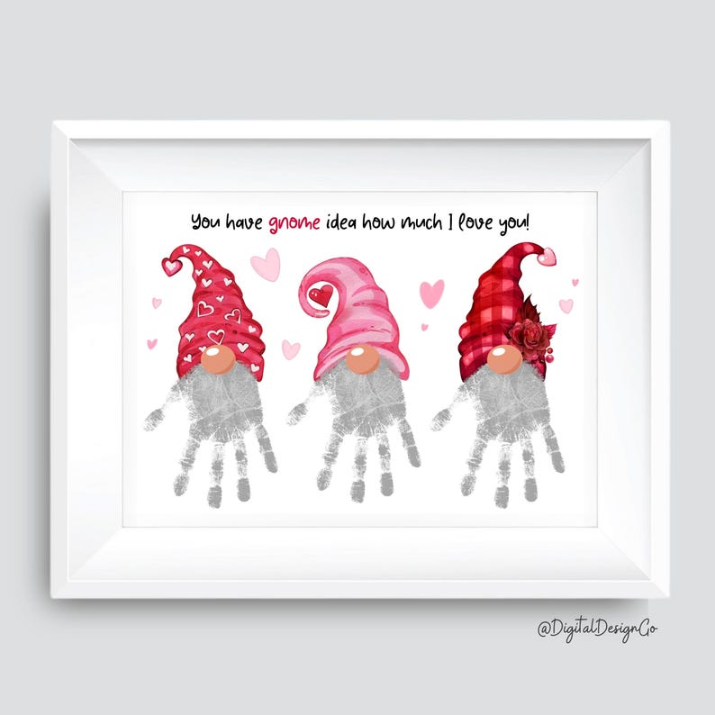 Gnome Handprint Art, Valentines Day Handprint Craft, Gift, DIY Craft ...