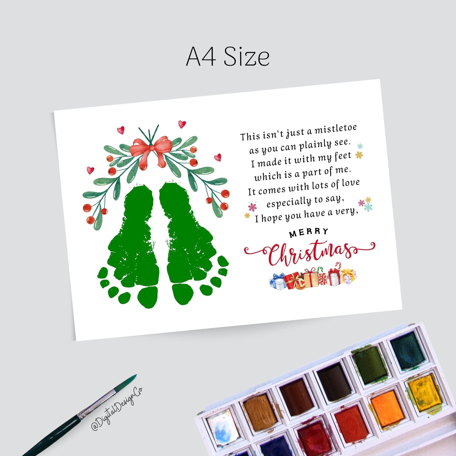 Mistletoe Footprint Craft, Holiday Craft, Christmas Mistletoe Footprint ...