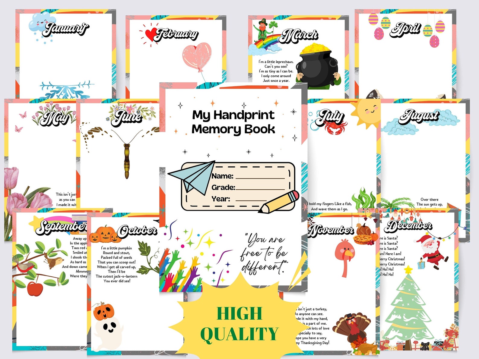 Handprint Memory Book for Prek Preschool Kindergarten 1st - Etsy