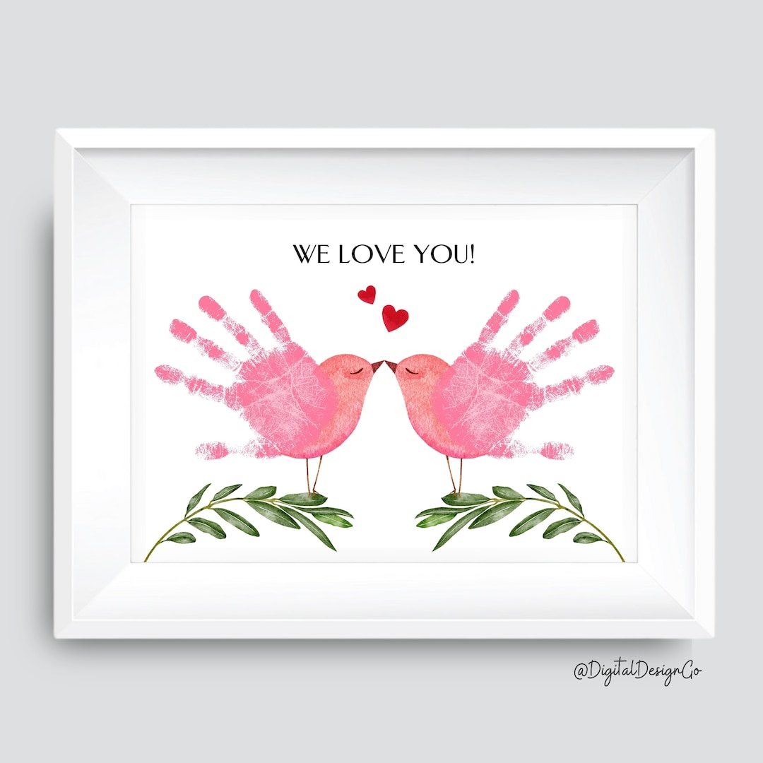 Valentines Day Handprint Art Craft, We Love You, Love Birds Craft for ...