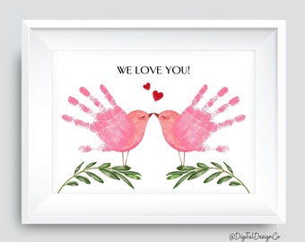 Flower Handprint Art Craft, Rose Handprint, Valentine's Day Handprint ...