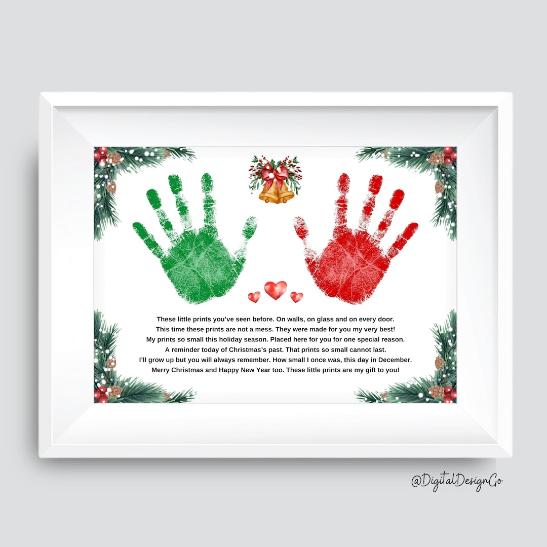 Christmas Poem Handprint Art Craft, Christmas Gift, Xmas Craft for Kids ...